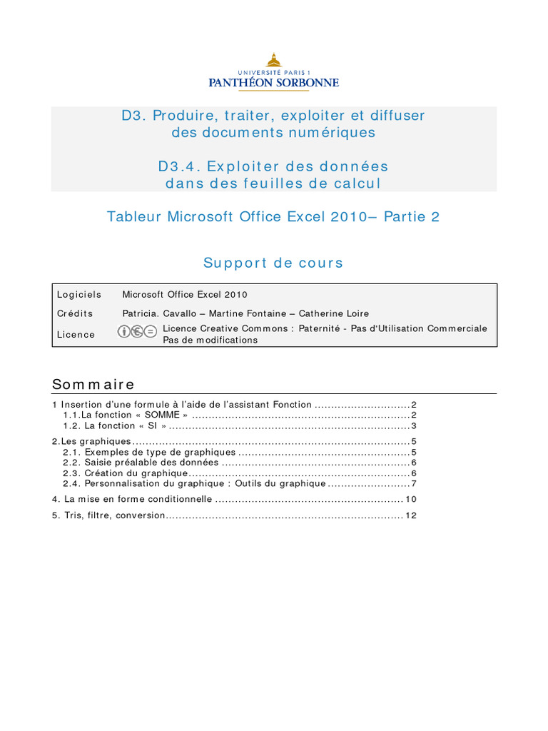 D3 4 - Cours Tableur Partie2 | PDF