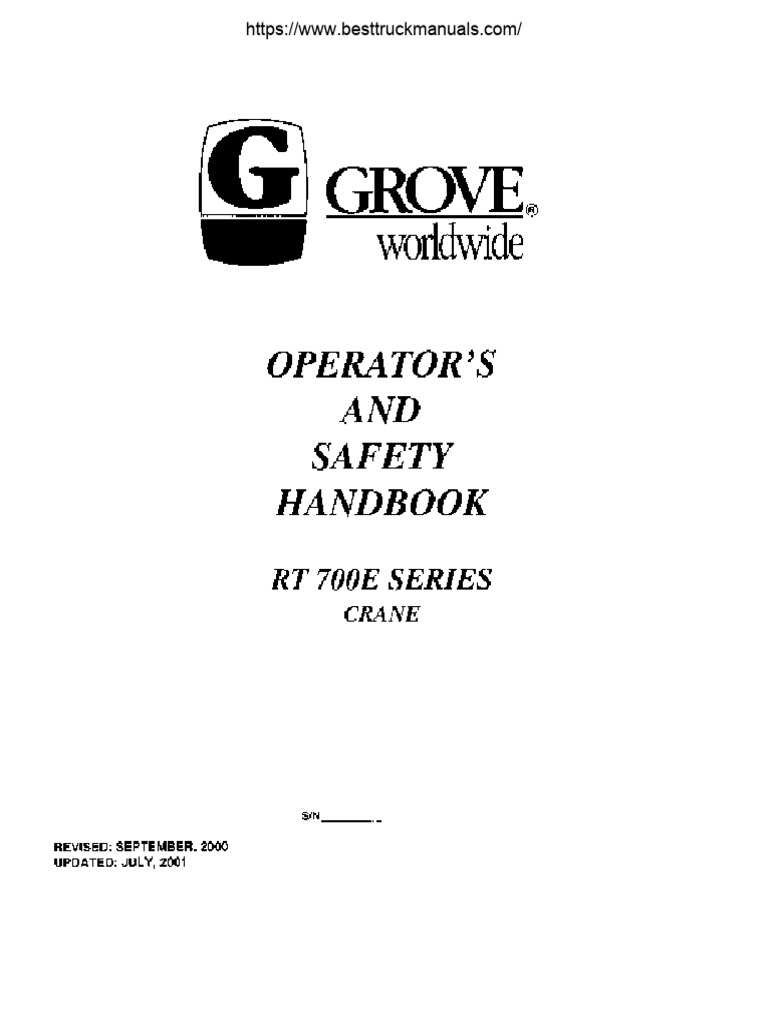 Grove RT700-Series Truck Cranes Operator's Manual PDF | PDF