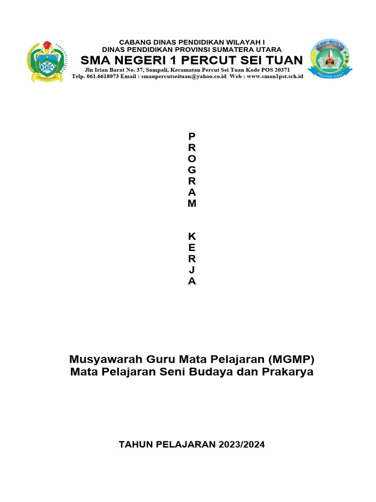 Program Kerja MGMP Seni Budaya Dan Prakarya | PDF