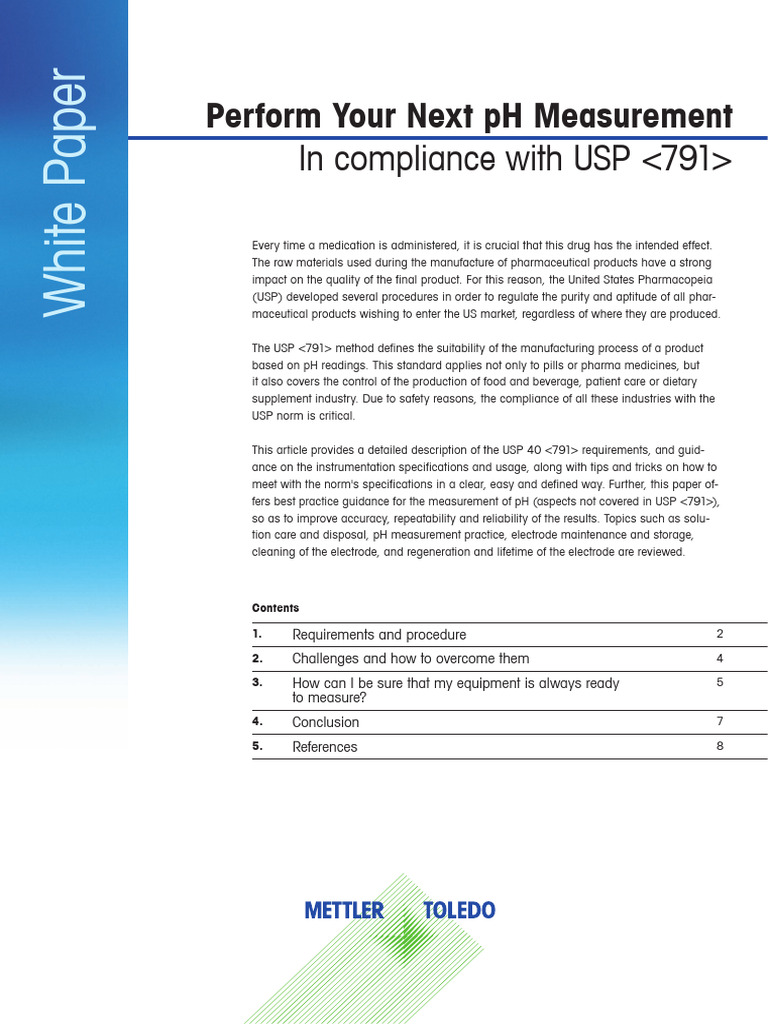 WhitePaper PHMeasurements-USP791 en 30431333A | PDF