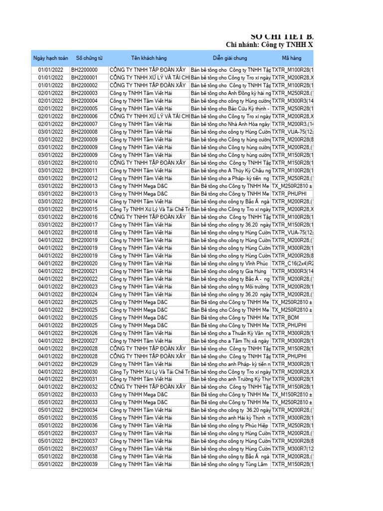 So Chi Tiet Ban Hang Theo Mat Hang | PDF