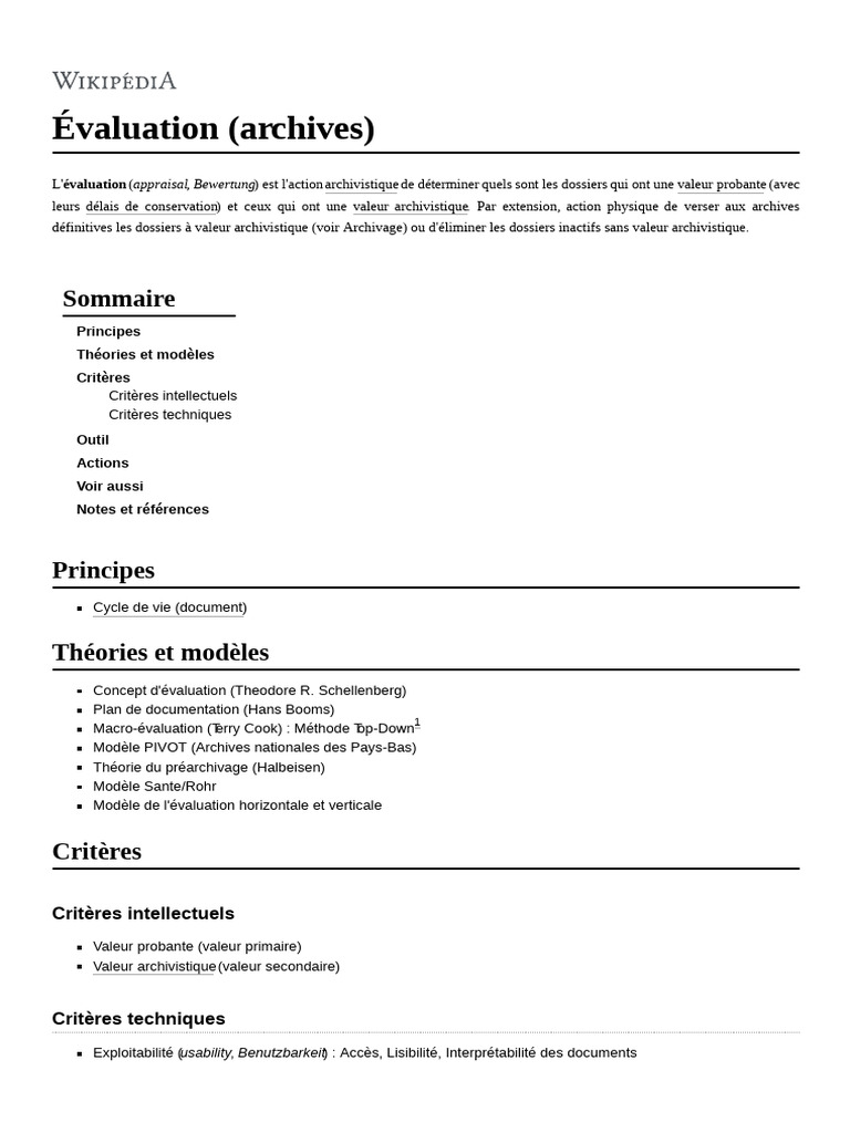 Évaluation (Archives) | PDF