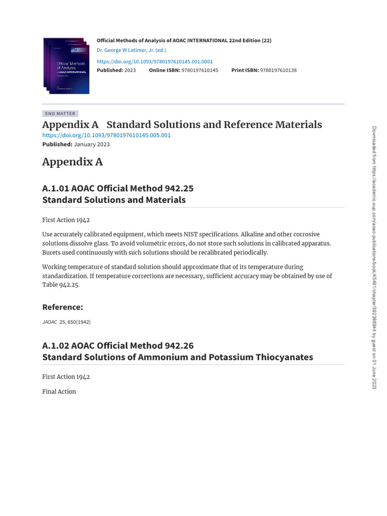 Appendix A Standard Solutions and Reference Materials | PDF