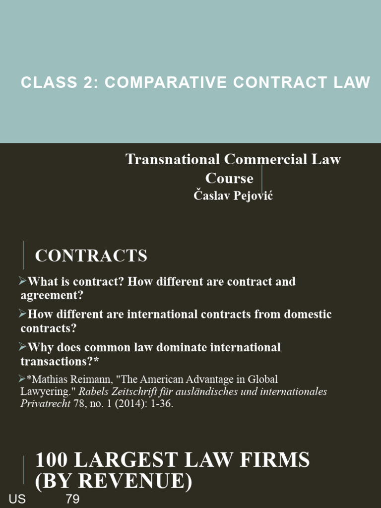 Class 2 Comparative Contract Law | PDF
