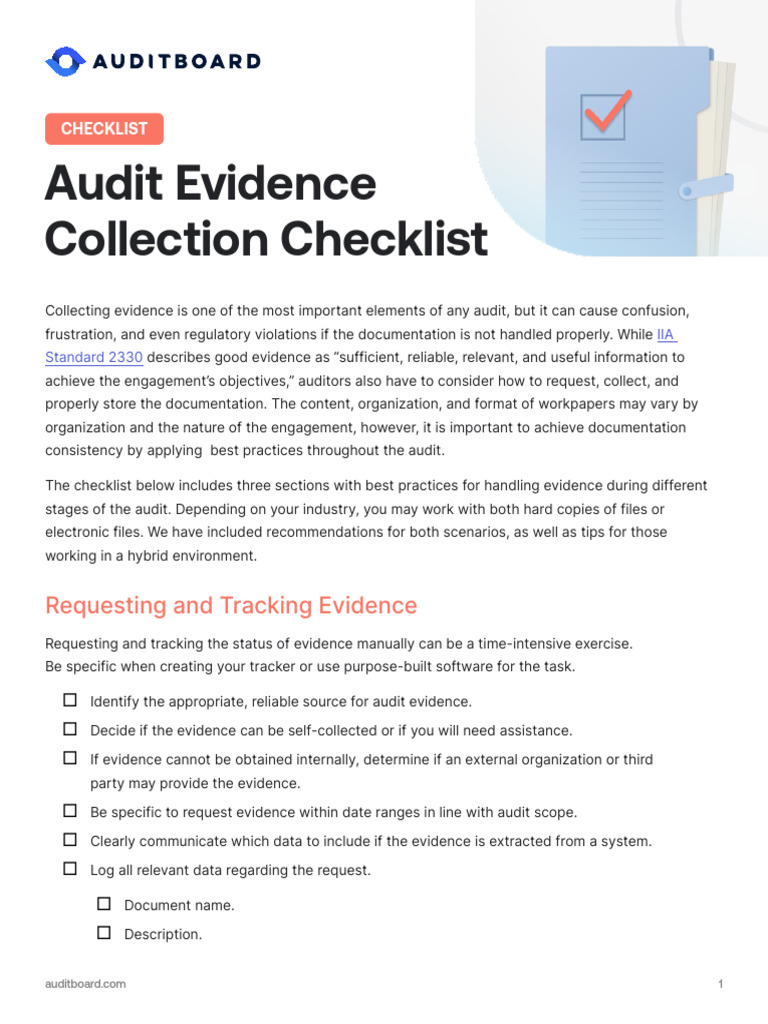 Audit Evidence Collection Checklist | PDF