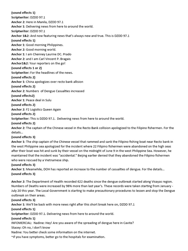 Radio Broadcasting Script | PDF