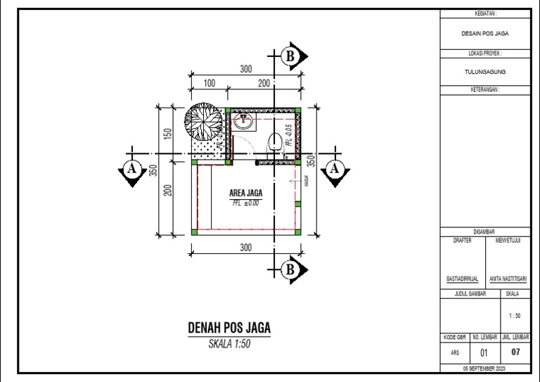 Denah Pos Jaga: SKALA 1:50 | PDF