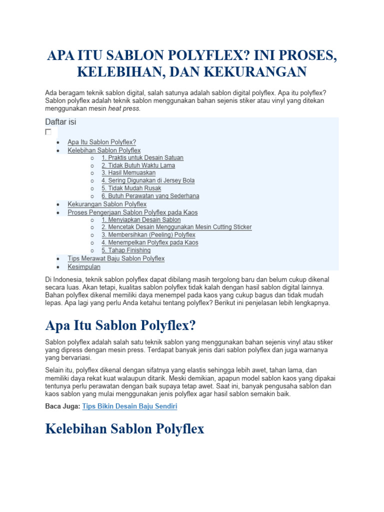 Apa Itu Sablon Polyflex | PDF