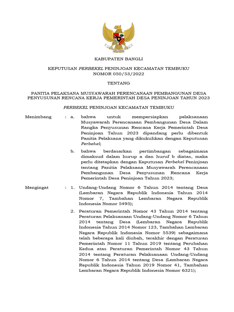 Sk. Panitia Musrenbang | PDF