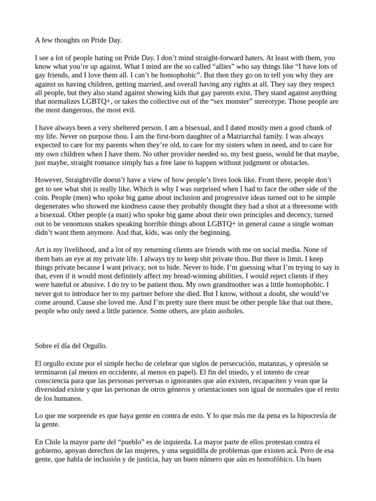 Sobre El Día Del Orgullo English Spanish | PDF