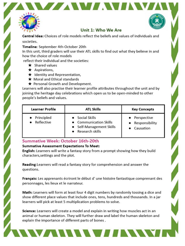 Grade 3 Unit 1 Overview | PDF