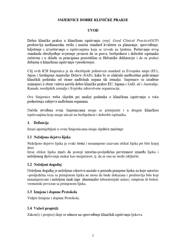 Smjernice Dobre Kliničke Prakse | PDF