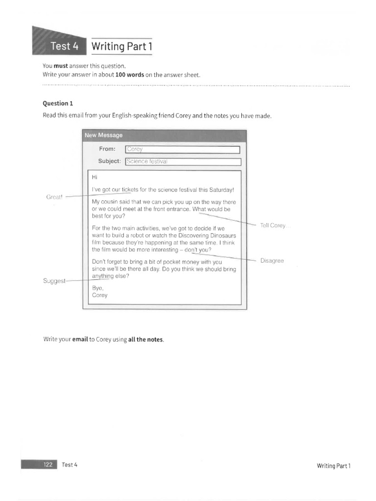 PET - T4 - Writing | PDF