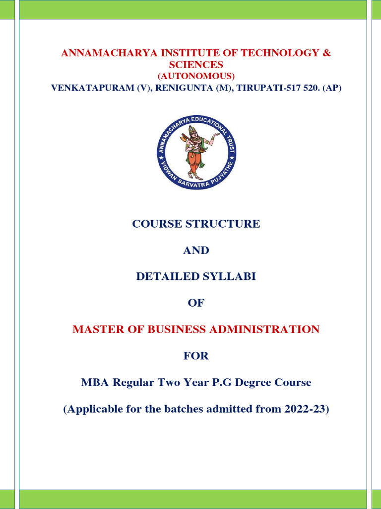 MBA Course Syllabus Overview | PDF | Marketing | Human Resource Management