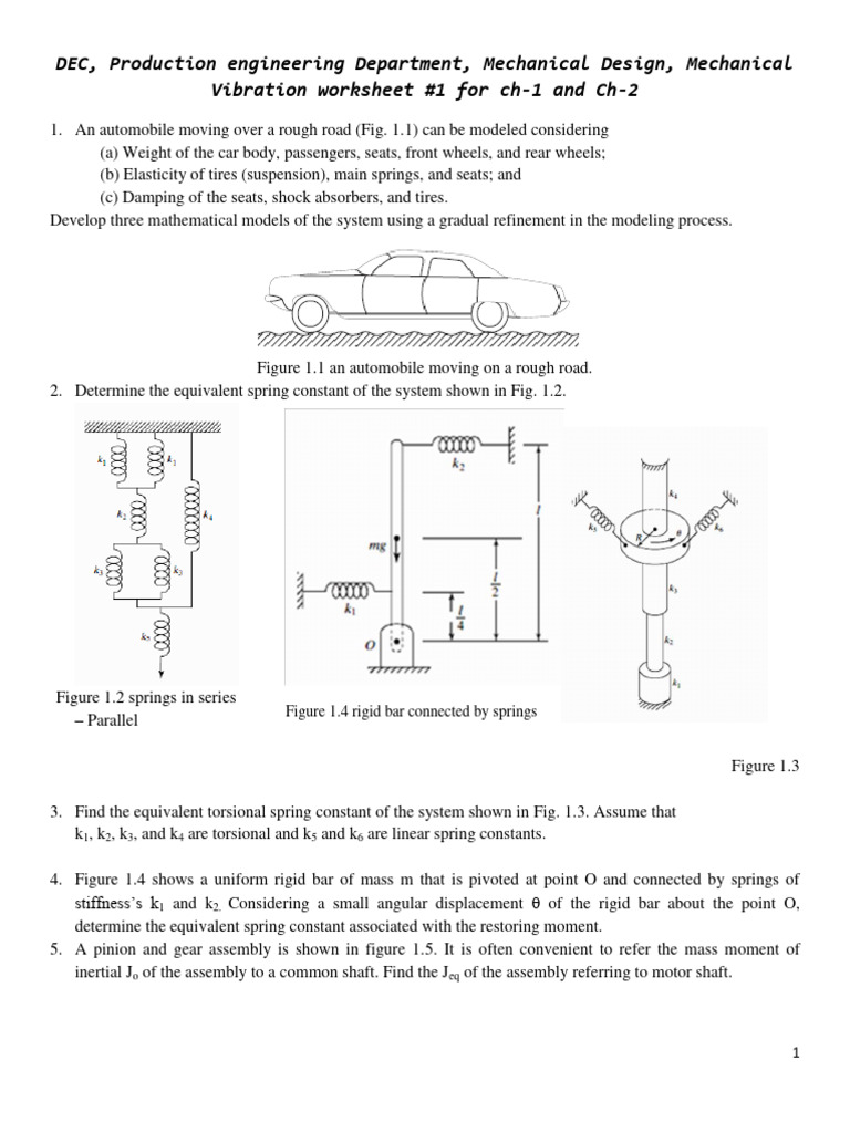 Mechanical Vibration Worksheet | PDF | Oscillation | Damping