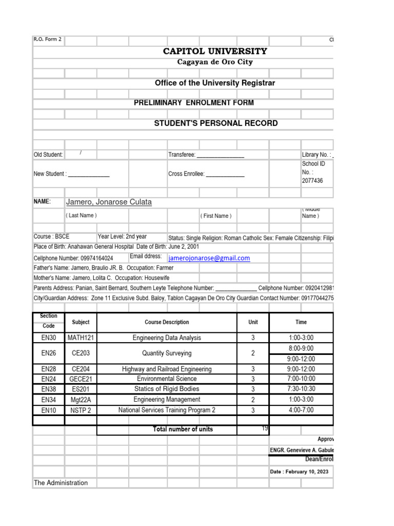 Pre Enrollment Google Form 1 | PDF