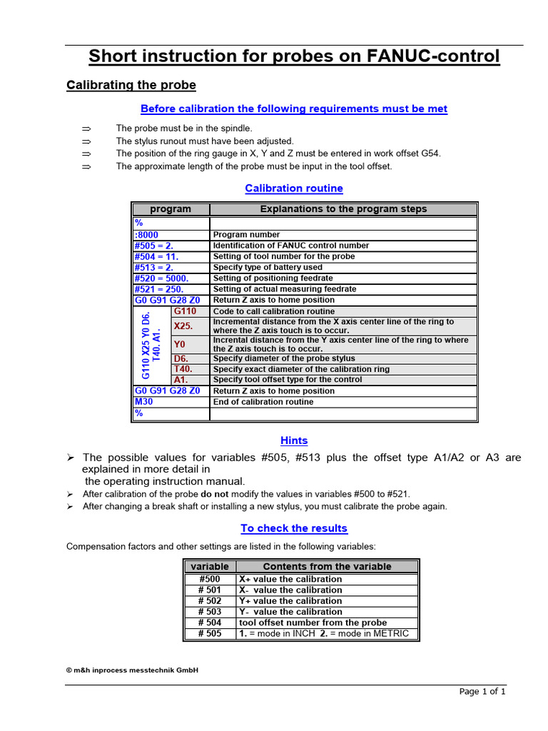 FANUC Probe & Tool Calibration Guide | PDF