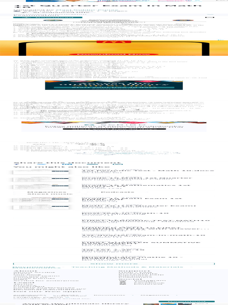 1st Quarter Exam in Math 10 PDF Division (Mathematics) Arithmetic 4 | PDF | Abstract Algebra ...