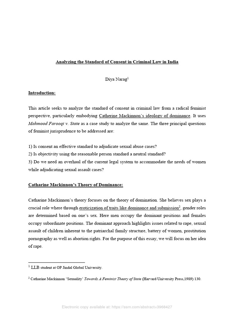Consent in Indian Criminal Law Analysis | PDF