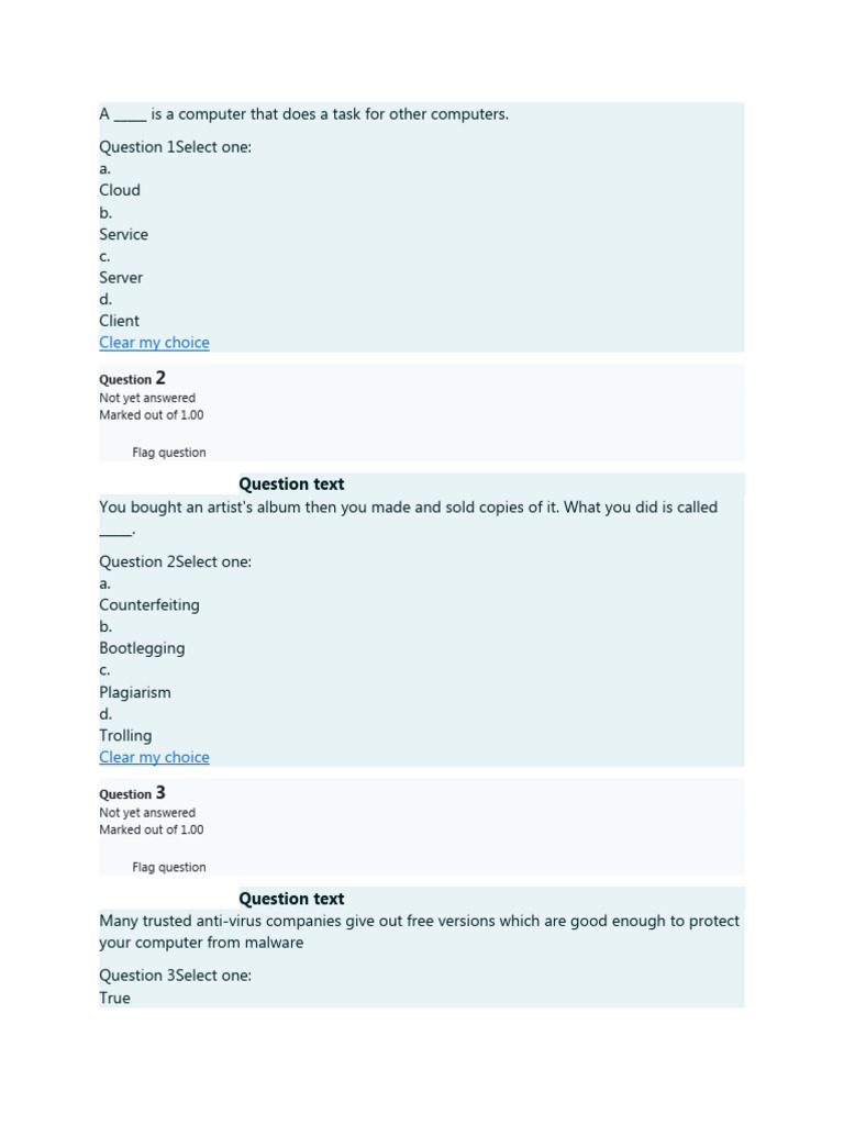 Ict Quiz Week9 | PDF