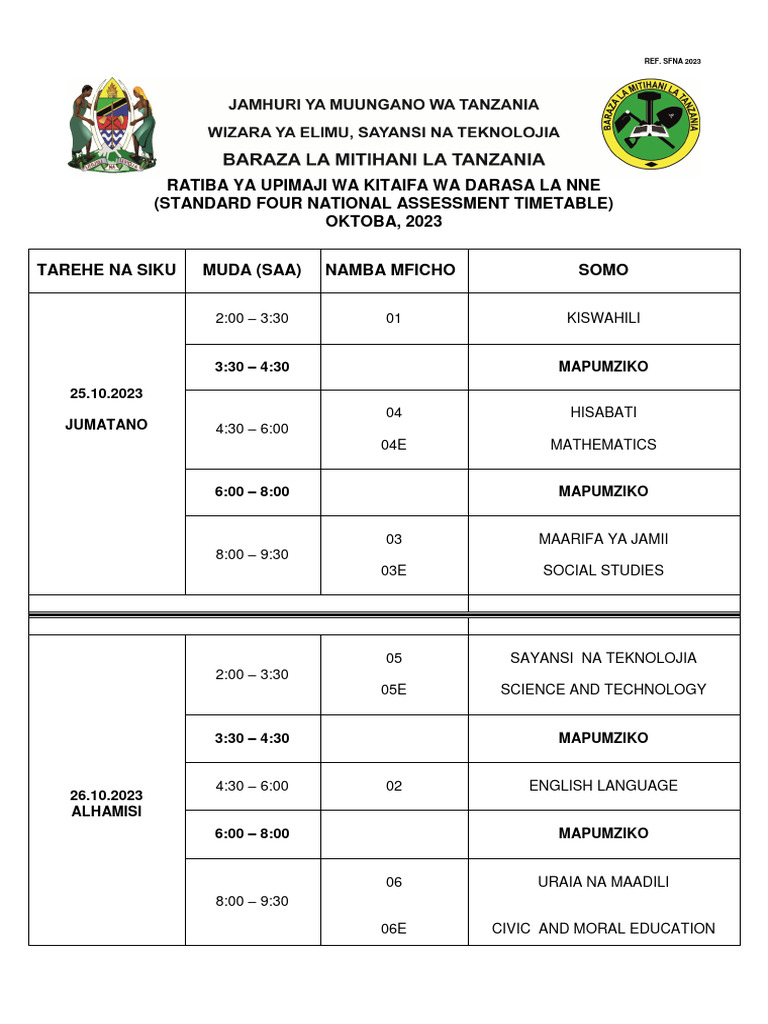 SFNA 2023 Timetable | PDF