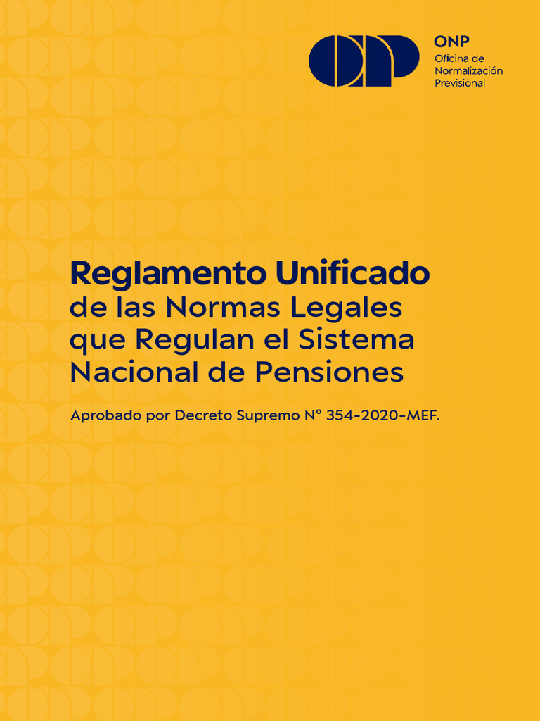 Reglamento Unificado de Las Normas Legales Que Regulan El Sistema Nacional de Pensiones PDF ...