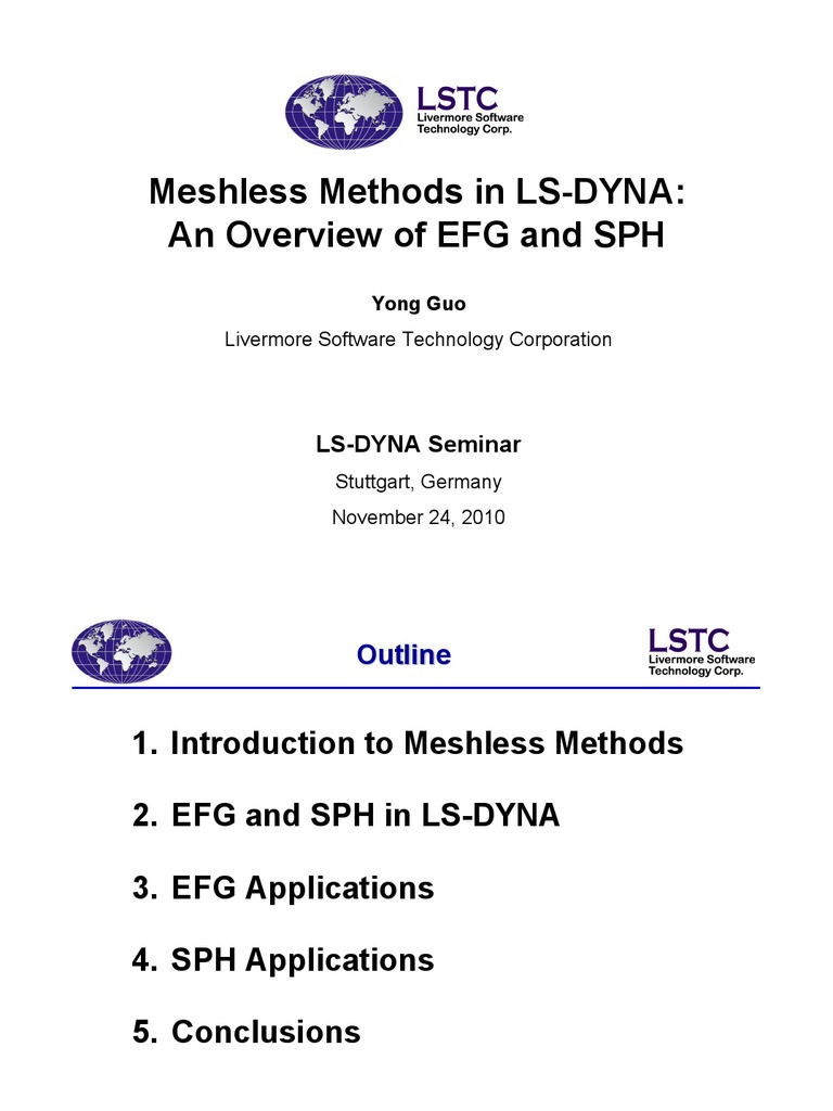 Meshless Methods In Ls Dyna An Overview Of Efg And Sph Pdf Finite Element Method Chemical