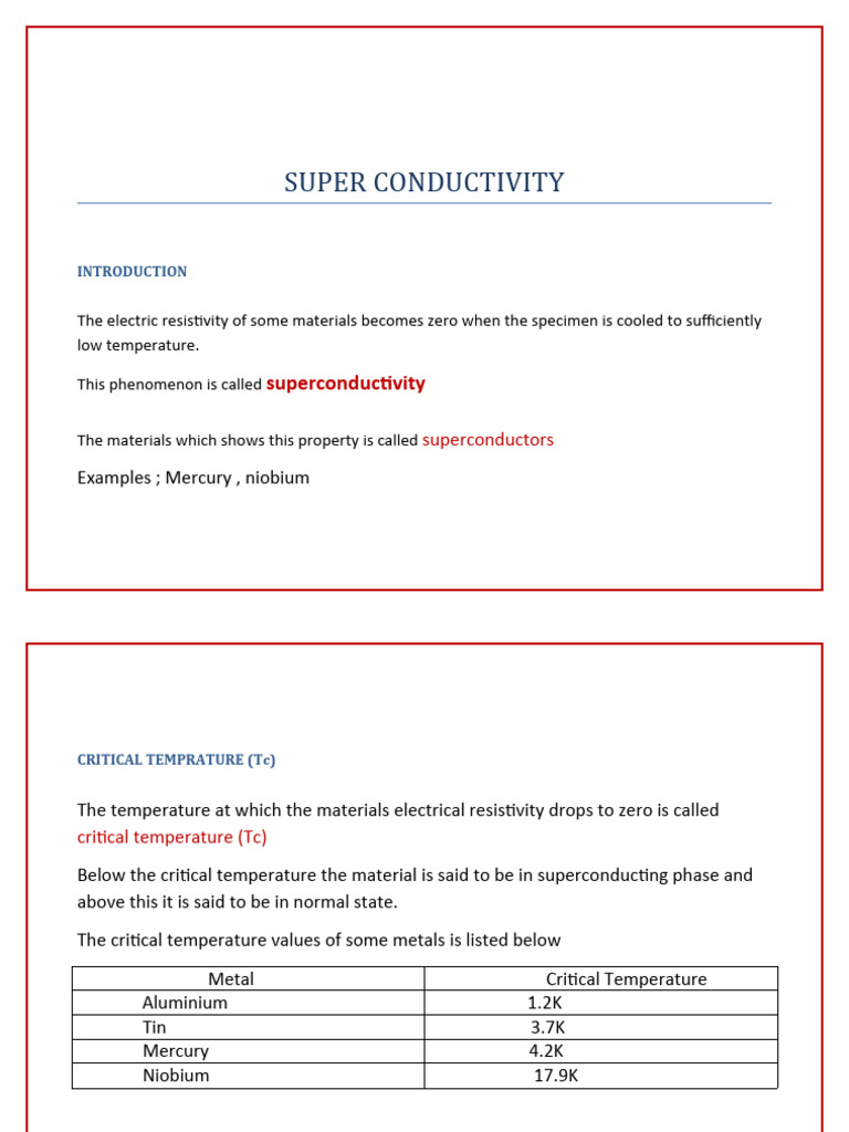 Superconductors and Applications-2 | PDF | Superconductivity | Electrical Resistivity And ...