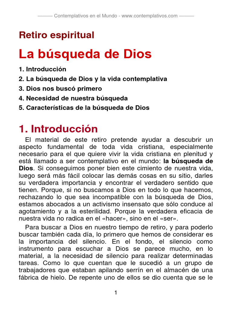 La Búsqueda de Dios en la Contemplación | PDF
