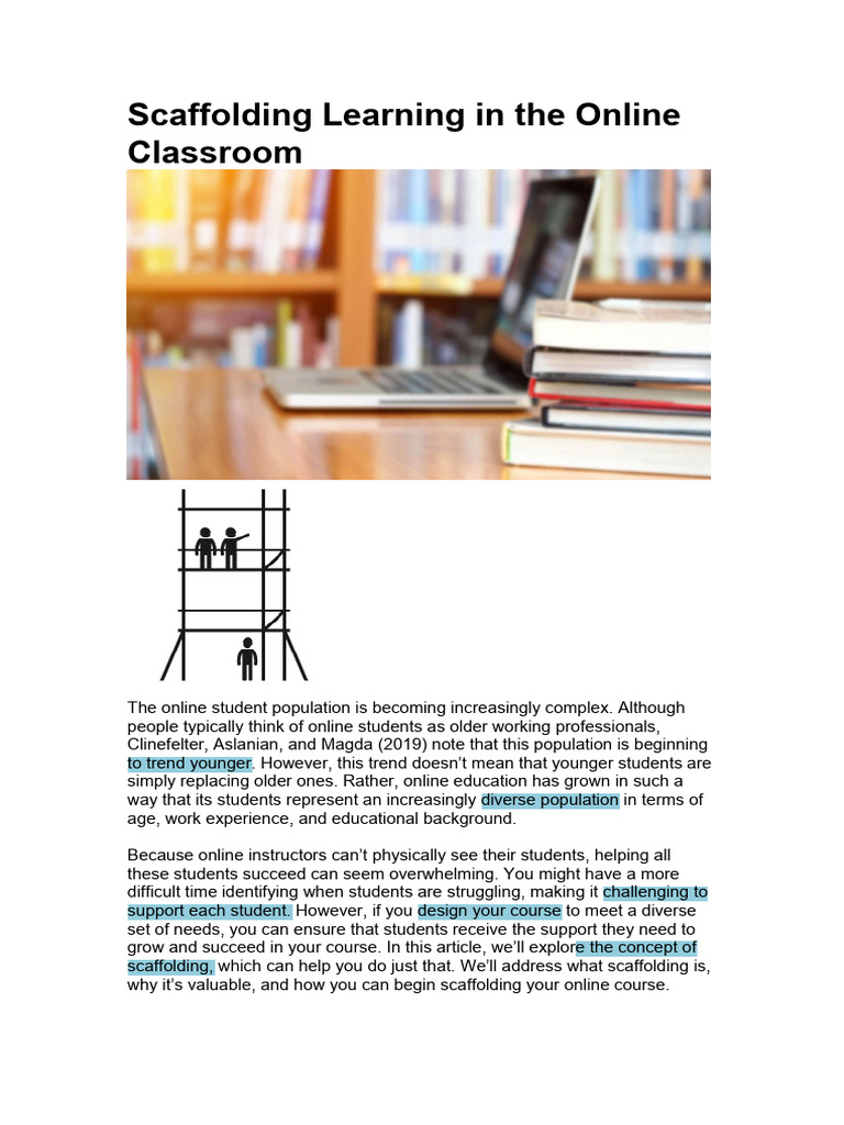 Scaffolding Learning in The Online Classroom | PDF