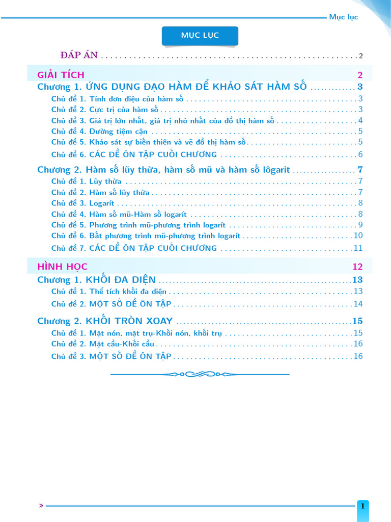 Bang Dap An Tai Lieu Toan 12-Hki | PDF