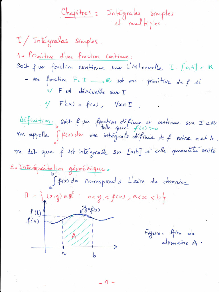 MTH 1 - Intégrales simples et multiples (1) | PDF