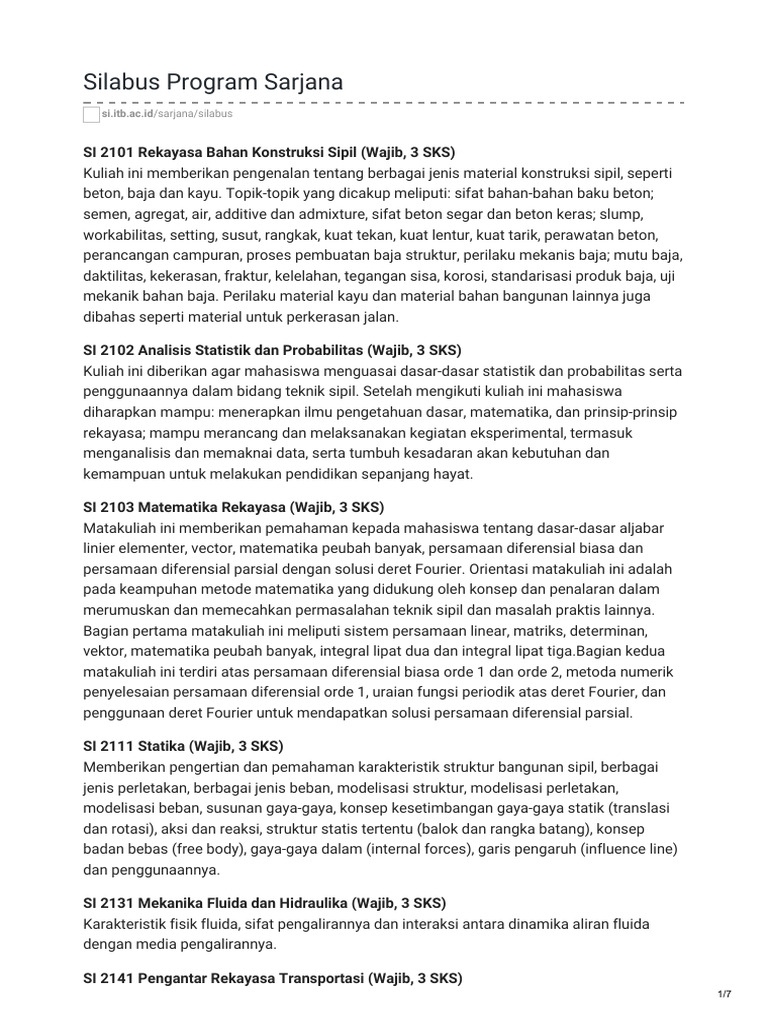 Si - Itb.ac - Id-Silabus Program Sarjana | PDF