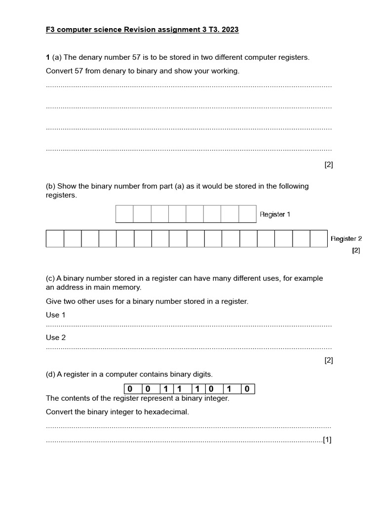 F3 Computer Science Revision Assignment 3 T3 | PDF