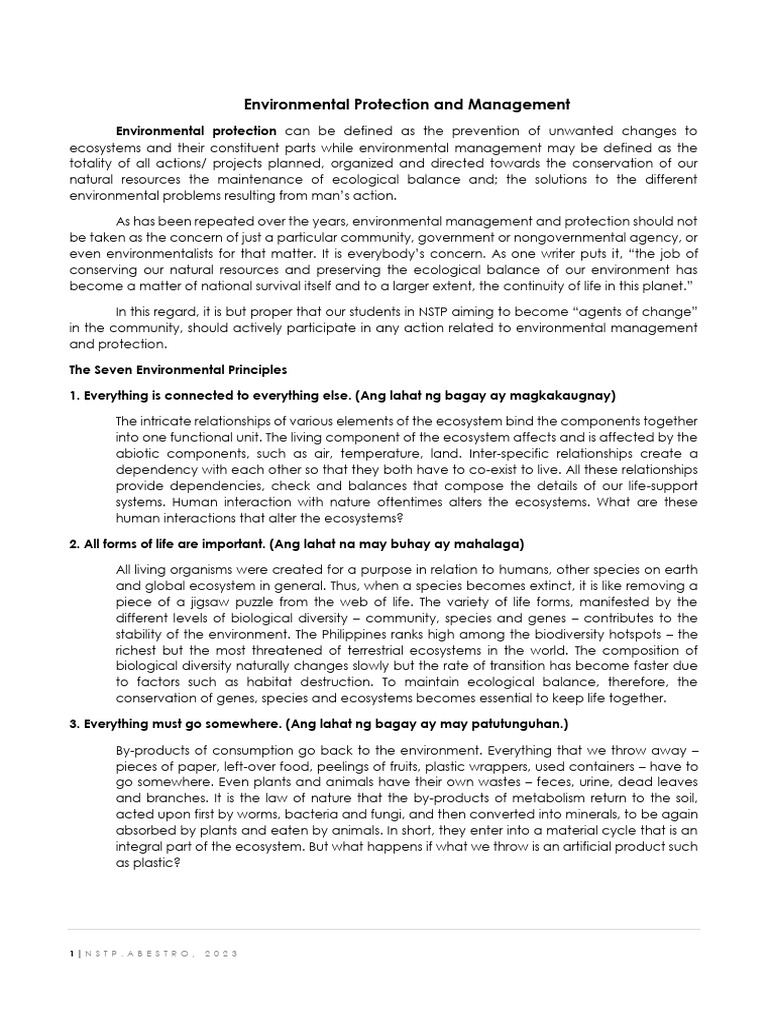 MODULE-IV. Environmental-Protection-and-Management | PDF MODULE-IV. Environmental-Protection-and-Management | PDF
