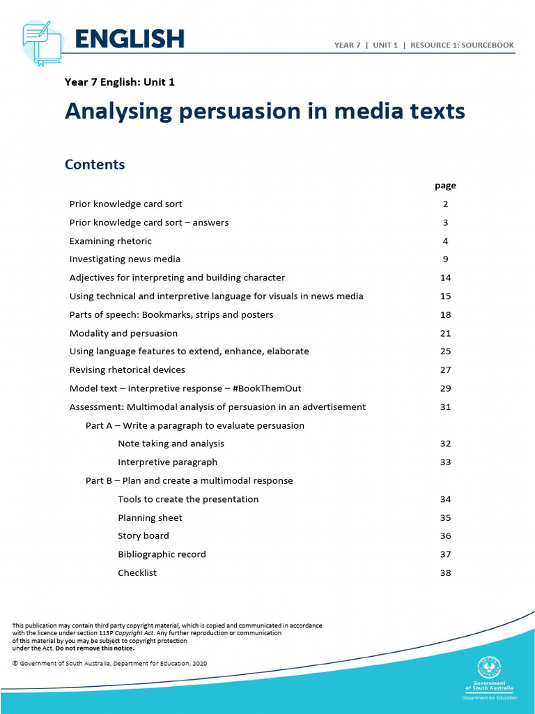 ENG Yr7 Unit1 Resource01 Sourcebook | PDF