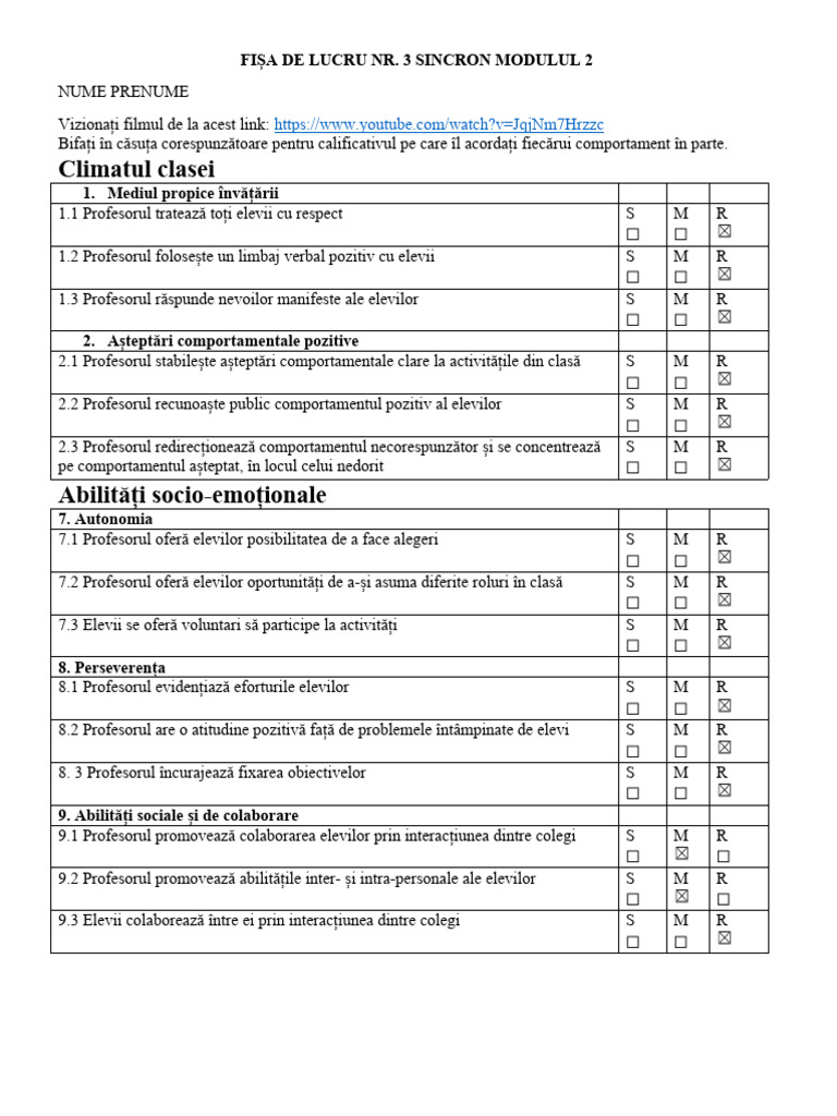 Fisa de Lucru Nr. 3 Sincron Modulul 2 | PDF
