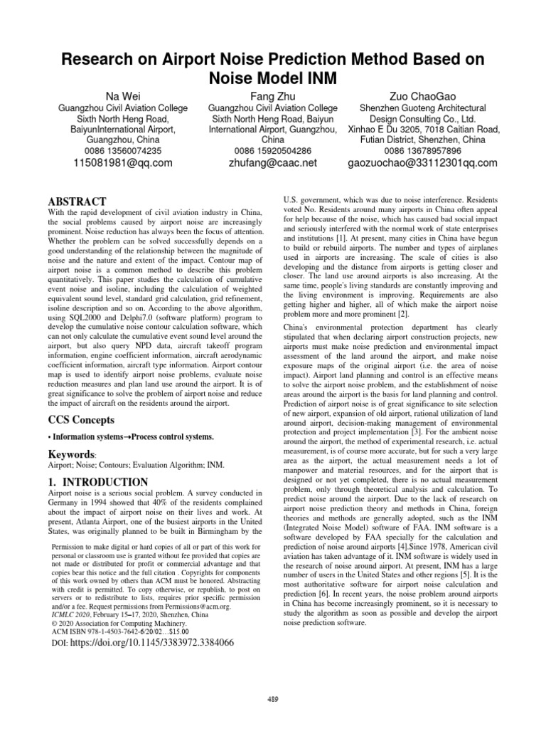 Research On Airport Noise Prediction Method Based On Noise Model INM | PDF | Airport | Databases