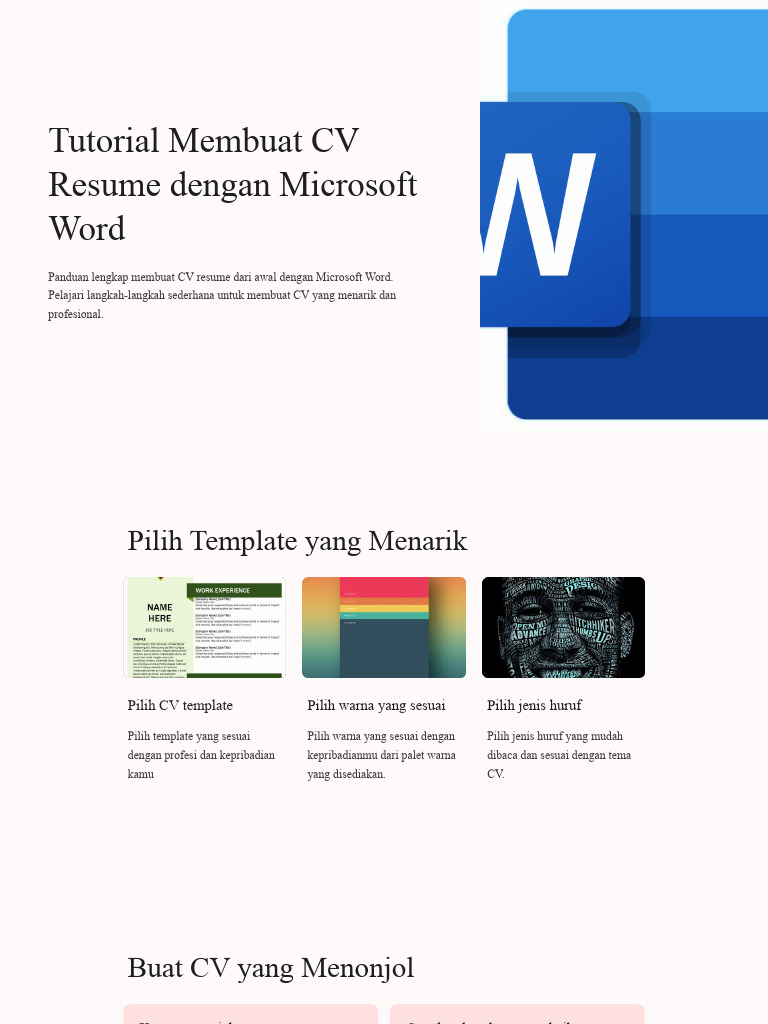 Tutorial Membuat CV Resume Dengan Microsoft Word | PDF