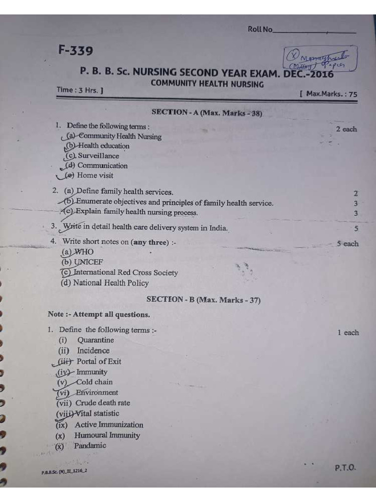 PBBSC 2nd Yr - Question Paper | PDF