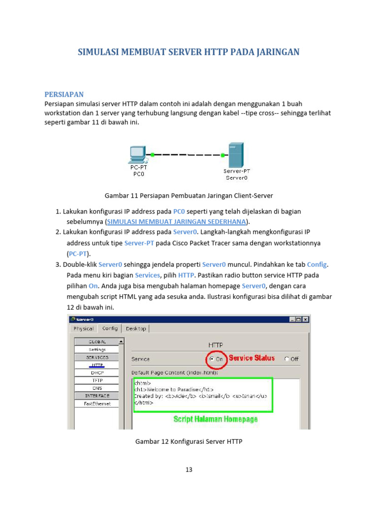 MODUL CISCO PACKET TRACER UNTUK SIMULASI SERVER DHCP Dan HTTP PADA ...