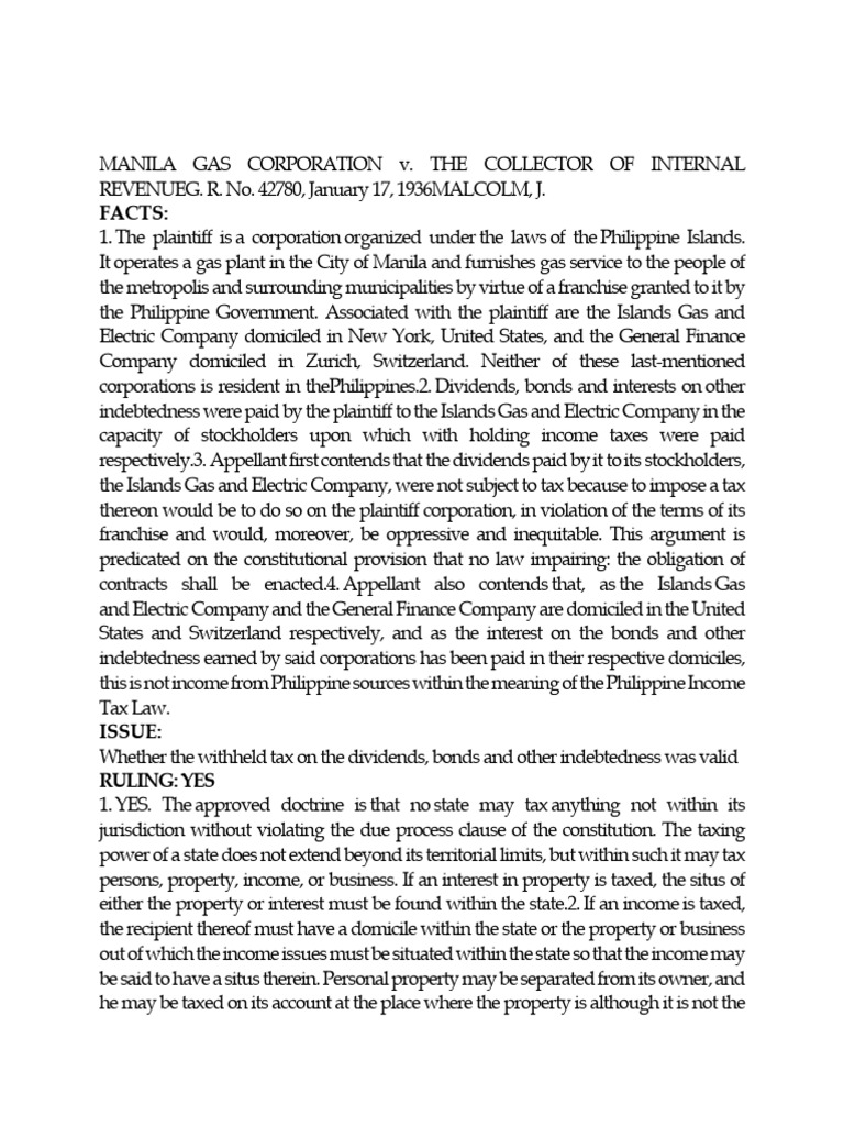 Manila Gas Corp. v. CIR | PDF