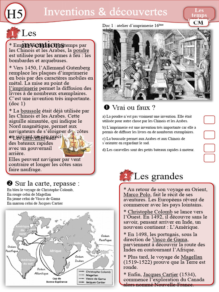 Evaluation Histoire Cm1 Les Grandes Découvertes – WNZCUJ