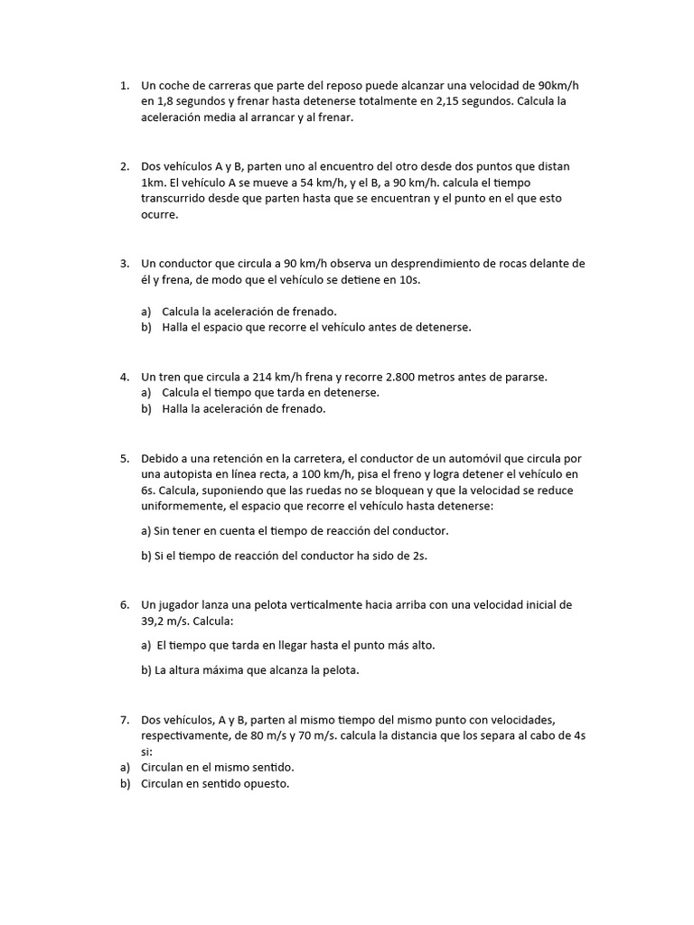 Examen Fyq 4 Eso Aceleracion | PDF