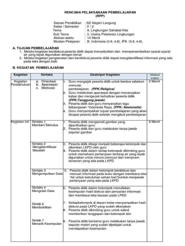 A. Orientasi B. Apersepsi C. Motivasi: Rencana Pelaksanaan Pembelajaran ...