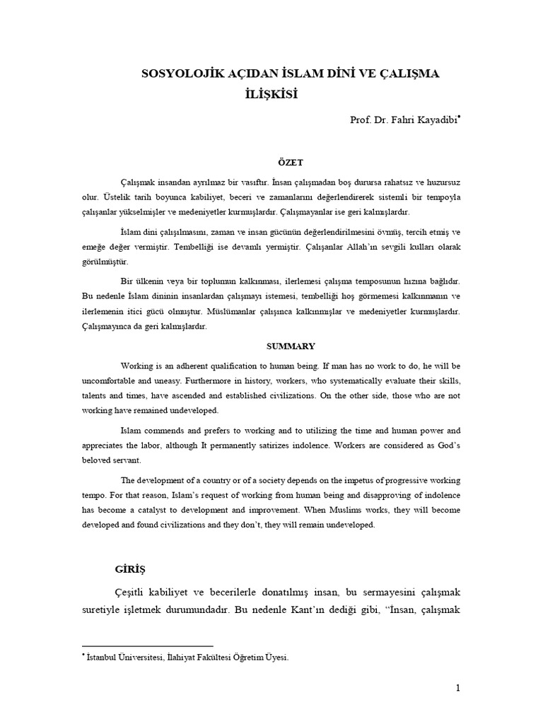 Arastirmax Sosyolojik Acidan Islam Dini Calisma Iliskisi | PDF