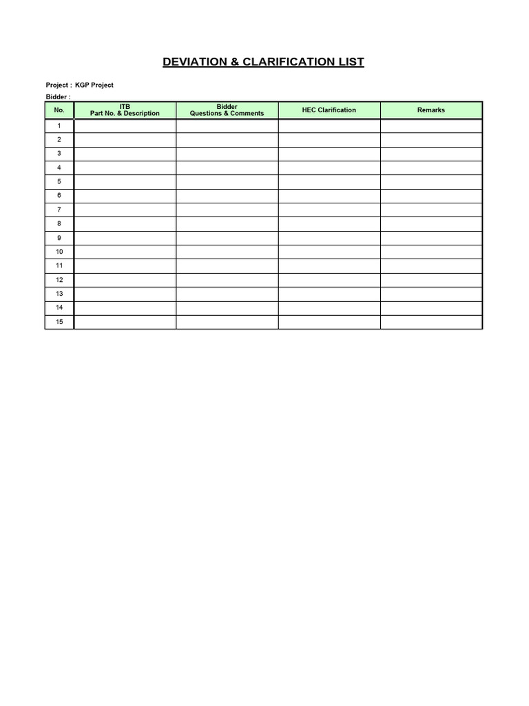 ANNEX 9.1 - Deviation - Clarification Sheet | PDF