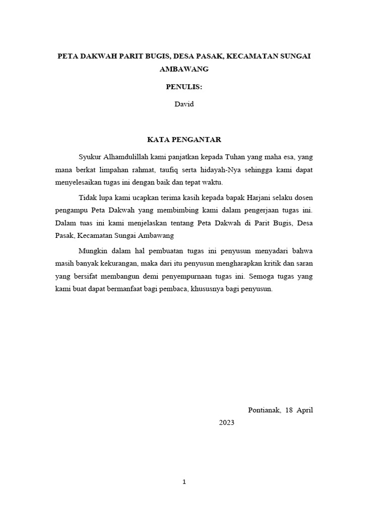 Peta Dakwah Parit Bugis Kubu Raya | PDF