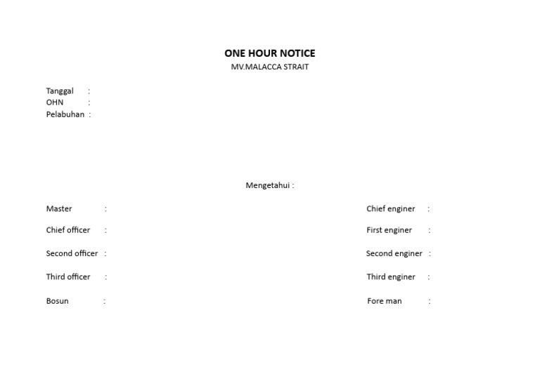 One Hour Notice | PDF