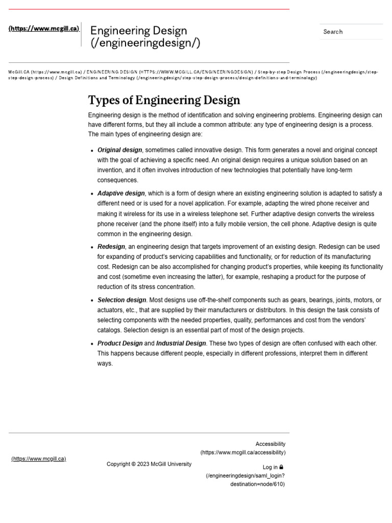 Types Of Engineering Design Engineering Design Mcgill University
